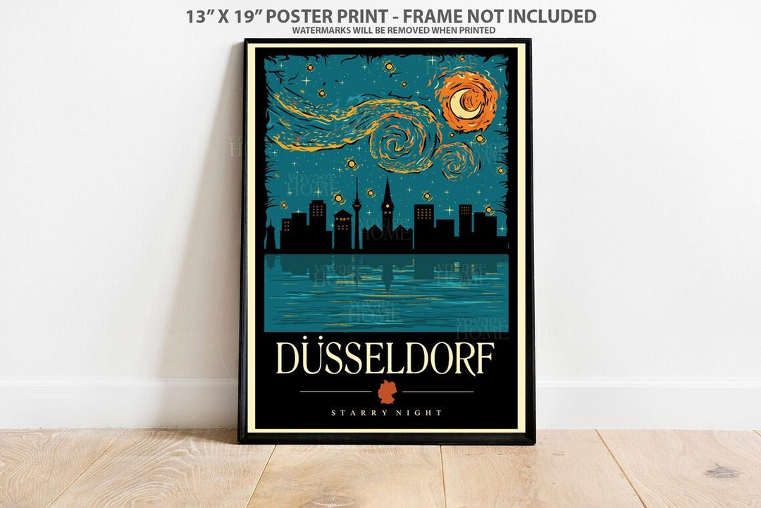 Dusseldorf Poster Dusseldorf Germany Print Dusseldorf Starry Night ...