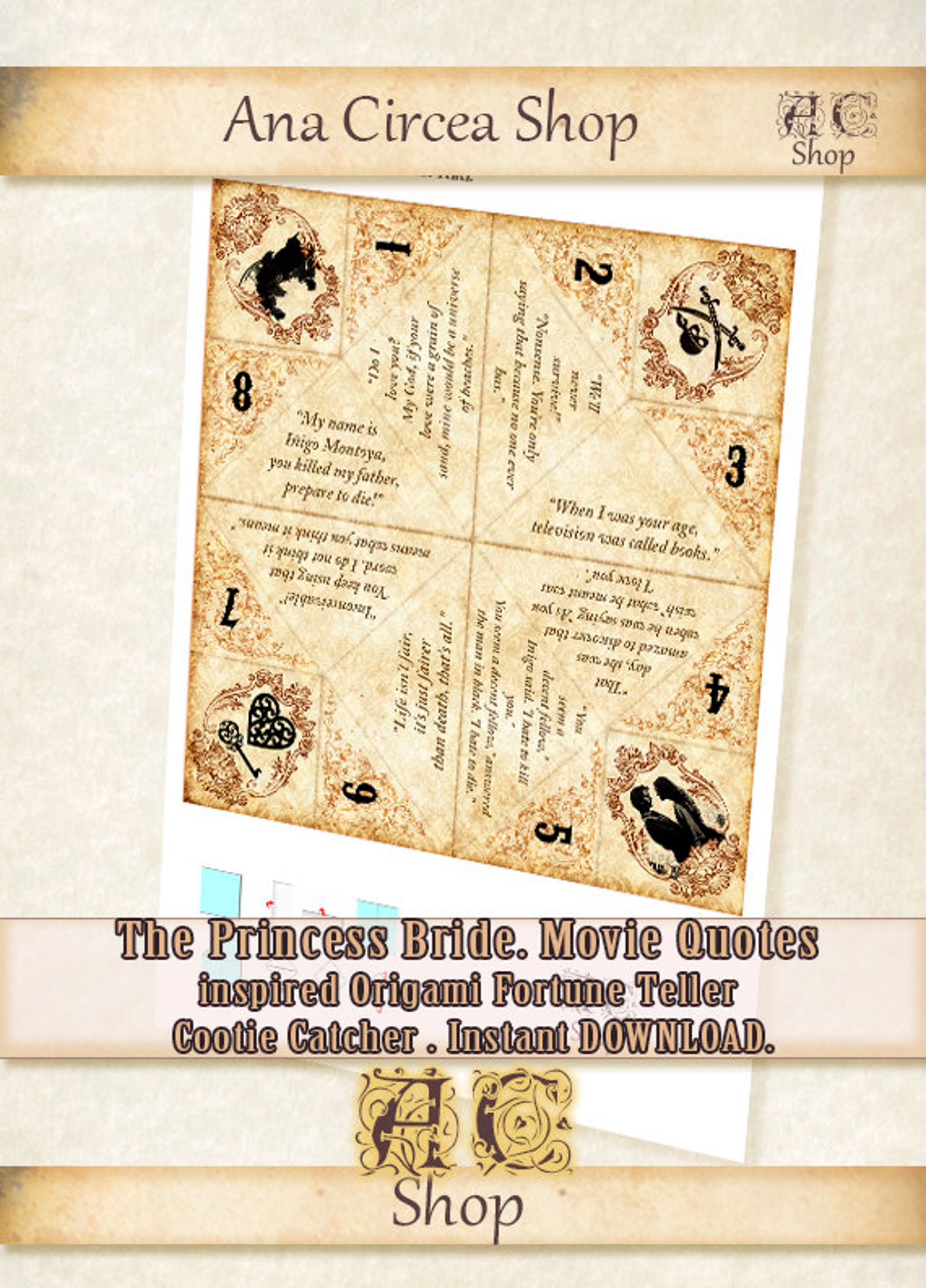 PRINTABLE the Princess Bride Inspired Origami Fortune Teller - Etsy