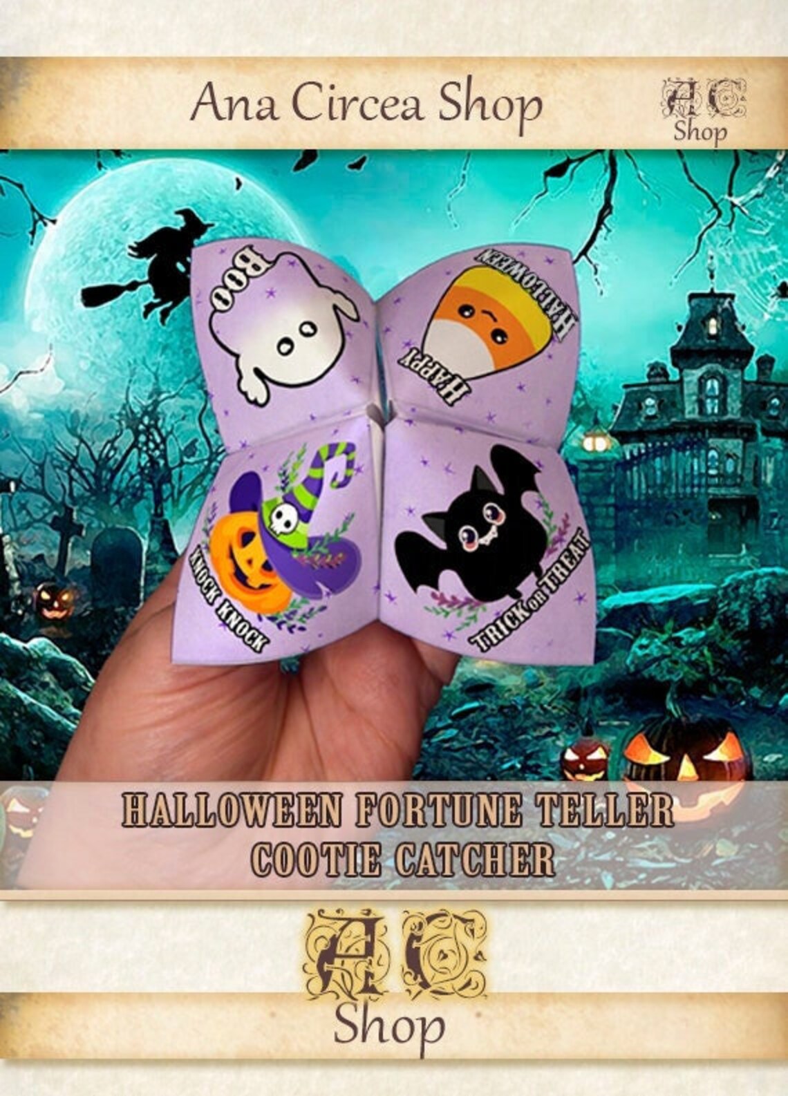 Printable Origami Fortune Teller,fortune Teller Halloween , Funny ...