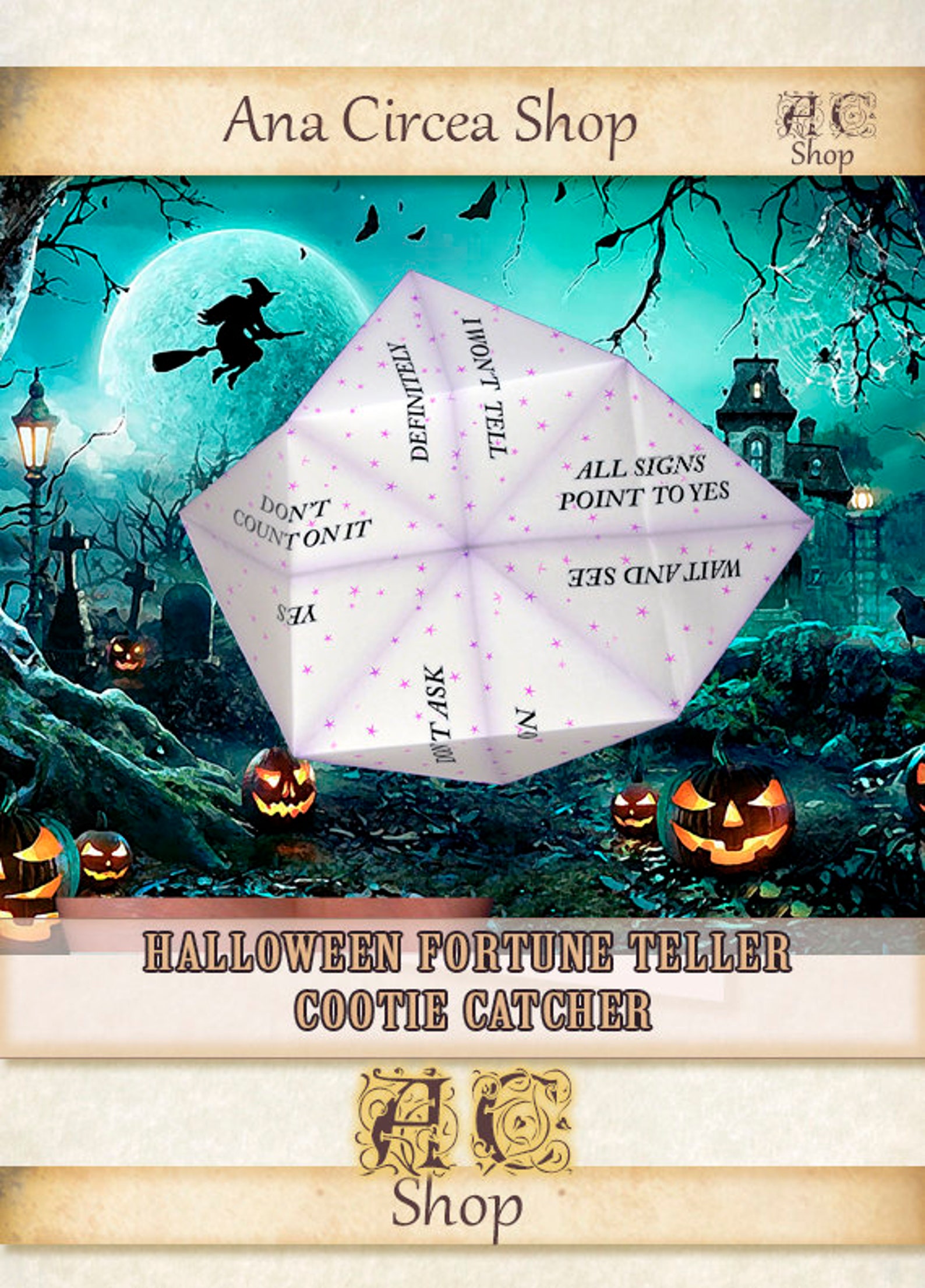 Printable Origami Fortune Teller,fortune Teller Halloween , Funny ...