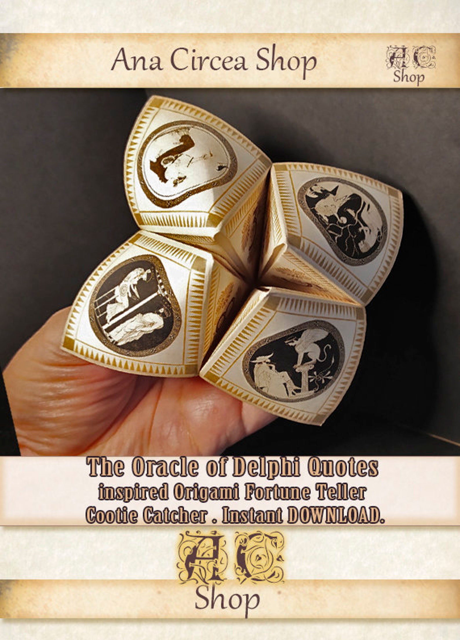 DIY Printable the Oracle of Delphi Inspired Origami Fortune Teller ...
