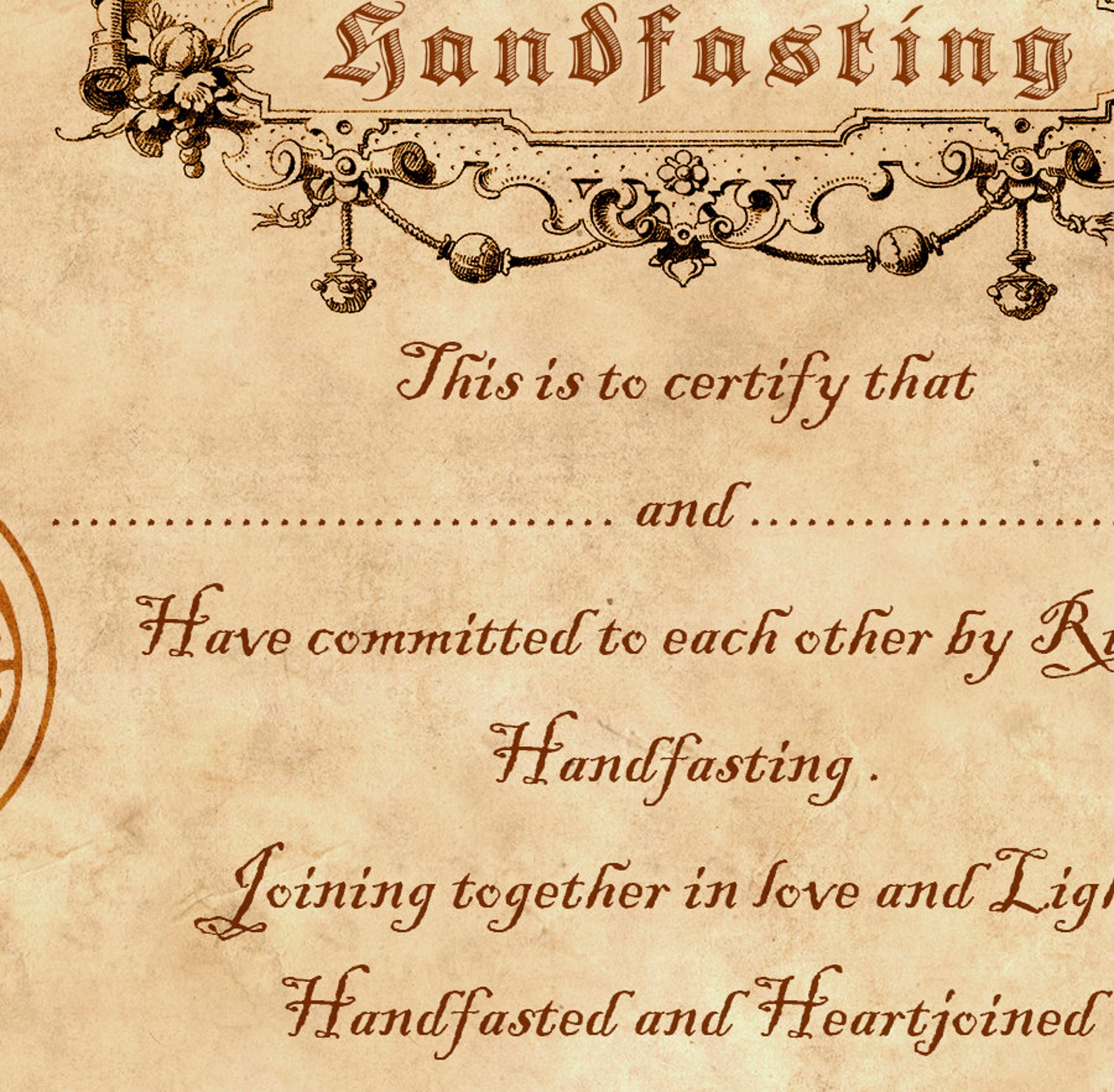 Printable HANDFASTING CERTIFICATE 10, DIGITAL, Print Effect of ...