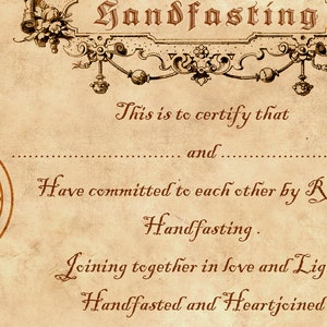 Printable HANDFASTING CERTIFICATE 10, DIGITAL, Print Effect of ...