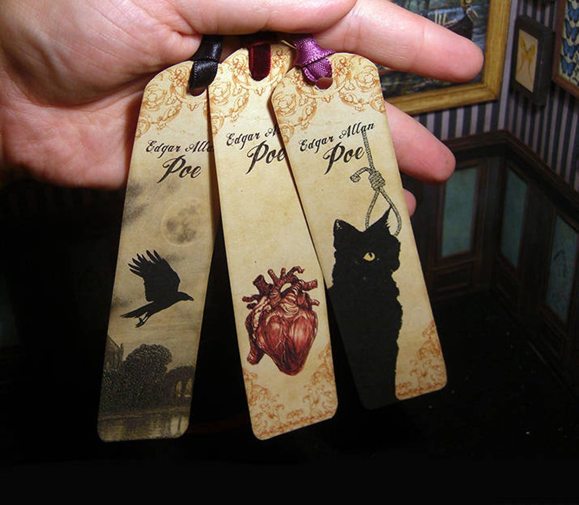 E.A. Poe Printable Bookmarks, Two Sides, Perfect Gift for Book Lovers ...