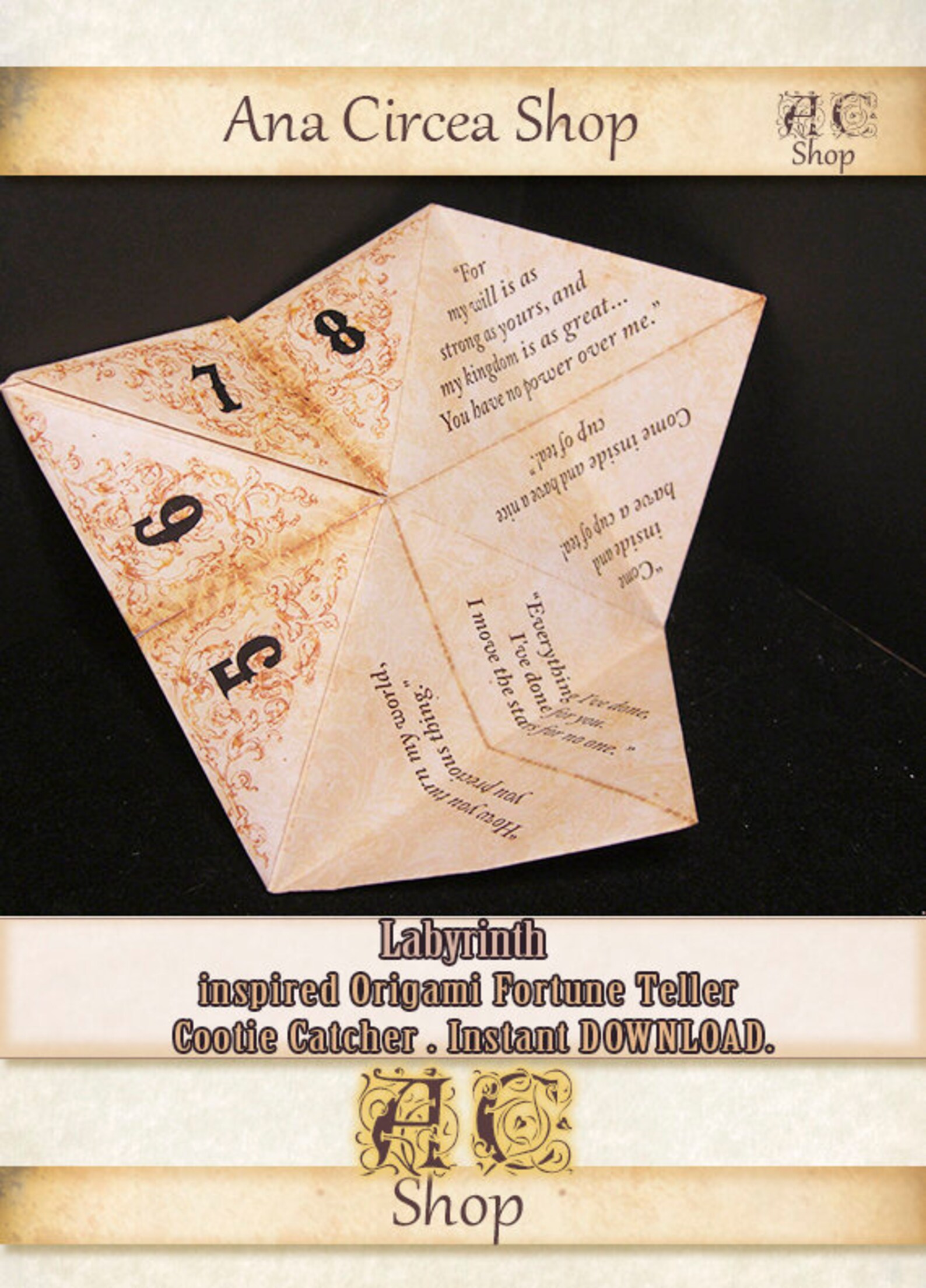 Labyrinth Origami Fortune Teller, DIY Papercraft (printable Download ...