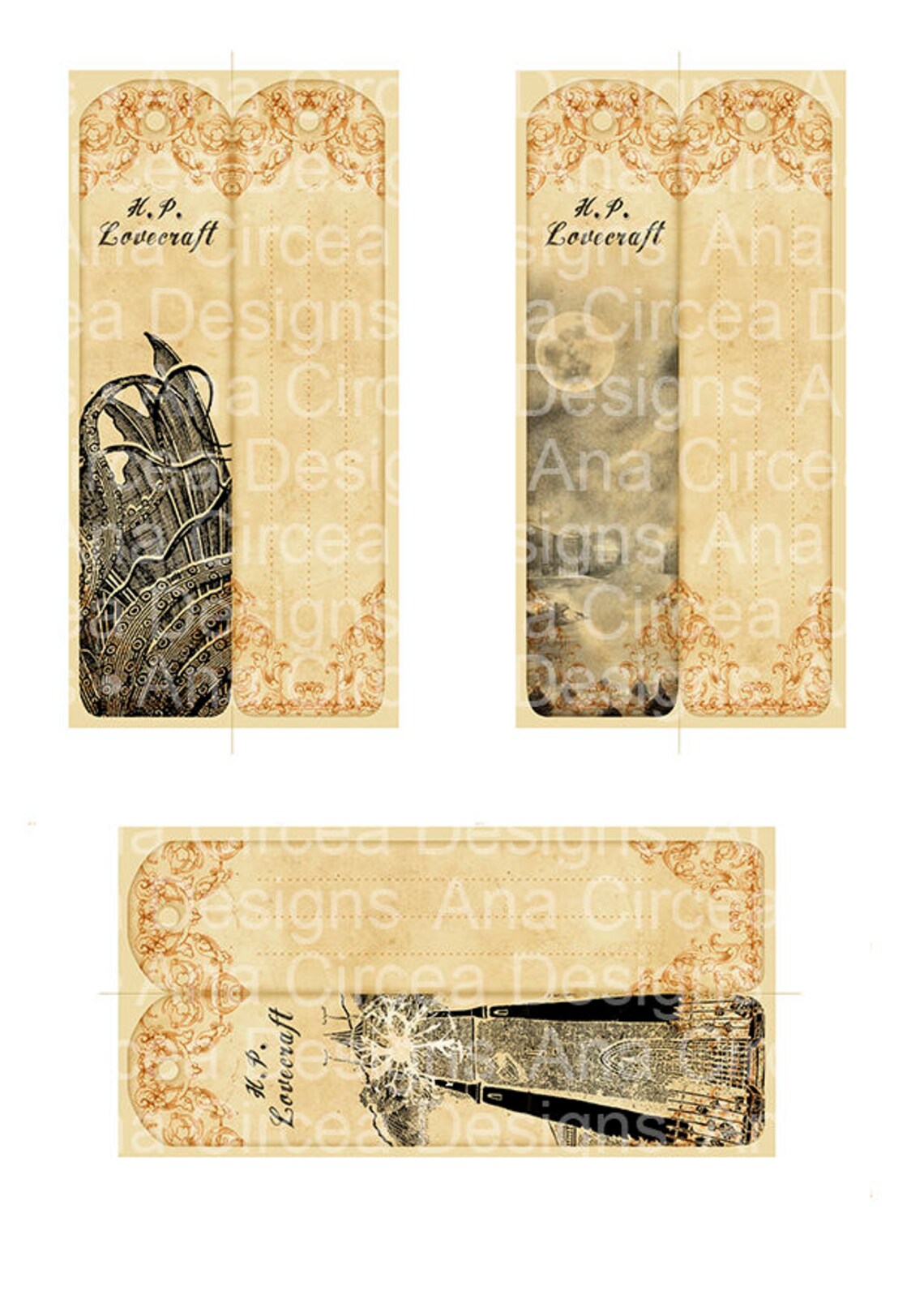 Lovecraft Printable Bookmarks . Two Sides . Perfect Gift for Book Lover ...