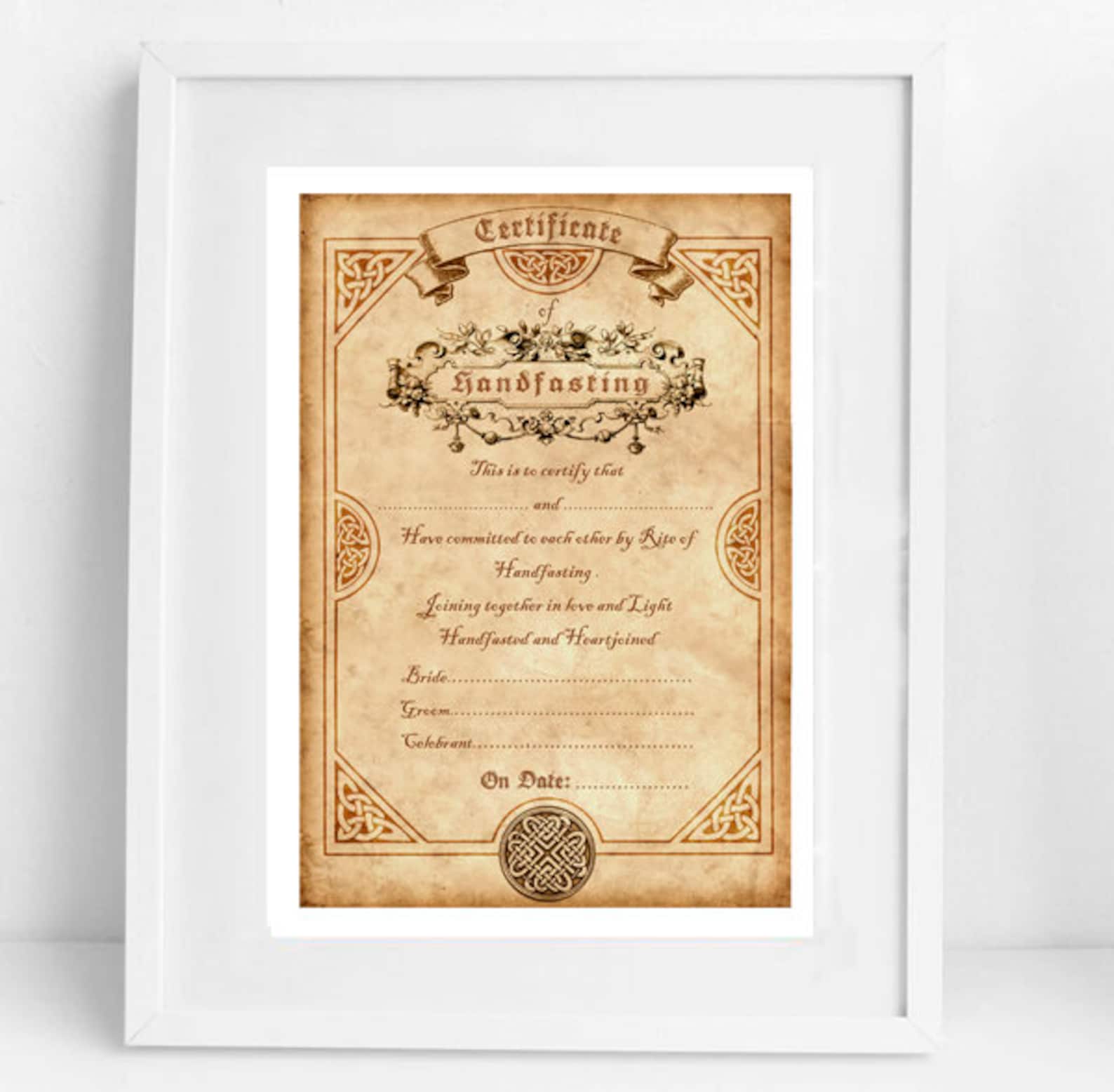 Printable HANDFASTING CERTIFICATE 09, DIGITAL, Print Effect of ...