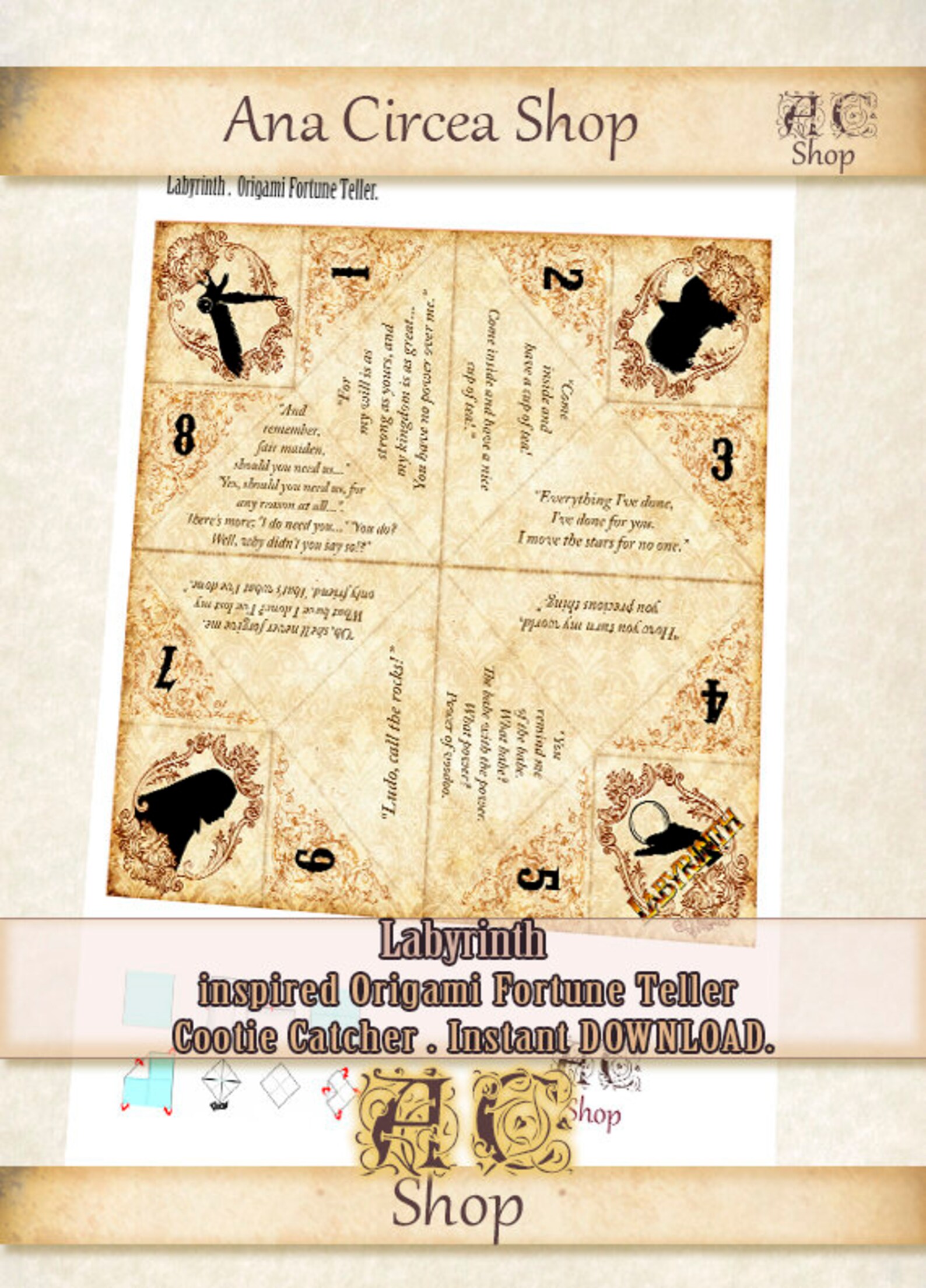 Labyrinth Origami Fortune Teller, DIY Papercraft (printable Download ...