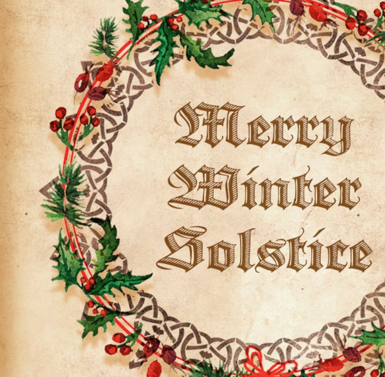 Merry Winter Solstice Card, Yule Winter Solstice, DIGITAL DOWNLOAD ...