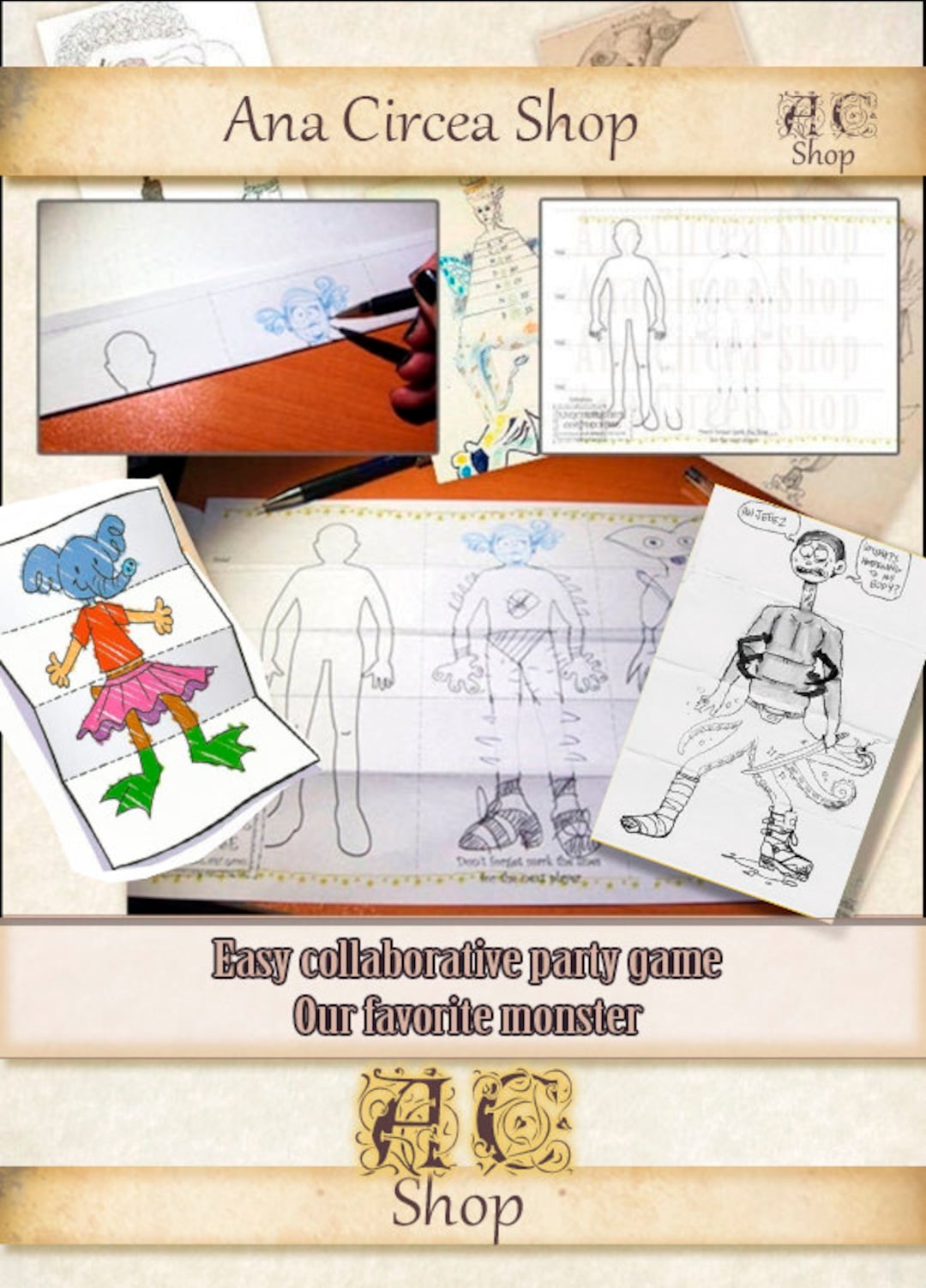 Printable Sheet exquisite Corpse Drawing Game, Simple and Intuitive Way ...