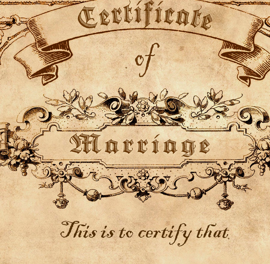 Printable Certificate of Marriage 04, Vintage, Victorian, Medieval ...