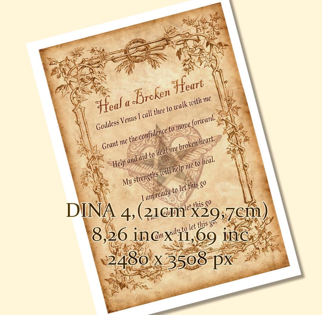 Wiccan Blessing Spell for Heal a Broken Heart, for Your Book of Shadows ...