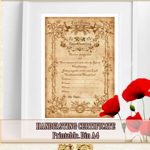 Printable HANDFASTING CERTIFICATE 02. Gift for Weddings, Parchment ...