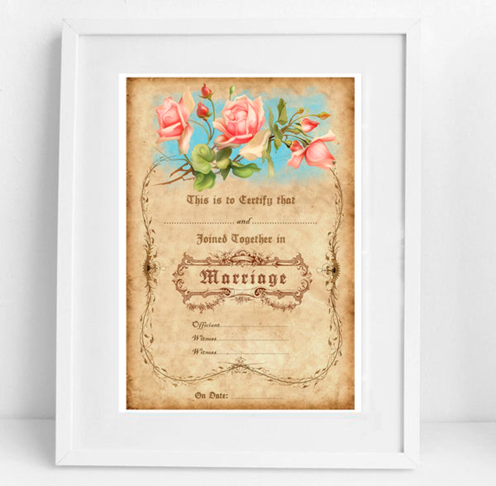 Printable Vintage Style Certificate of Marriage. Vintage 05 . Printable ...