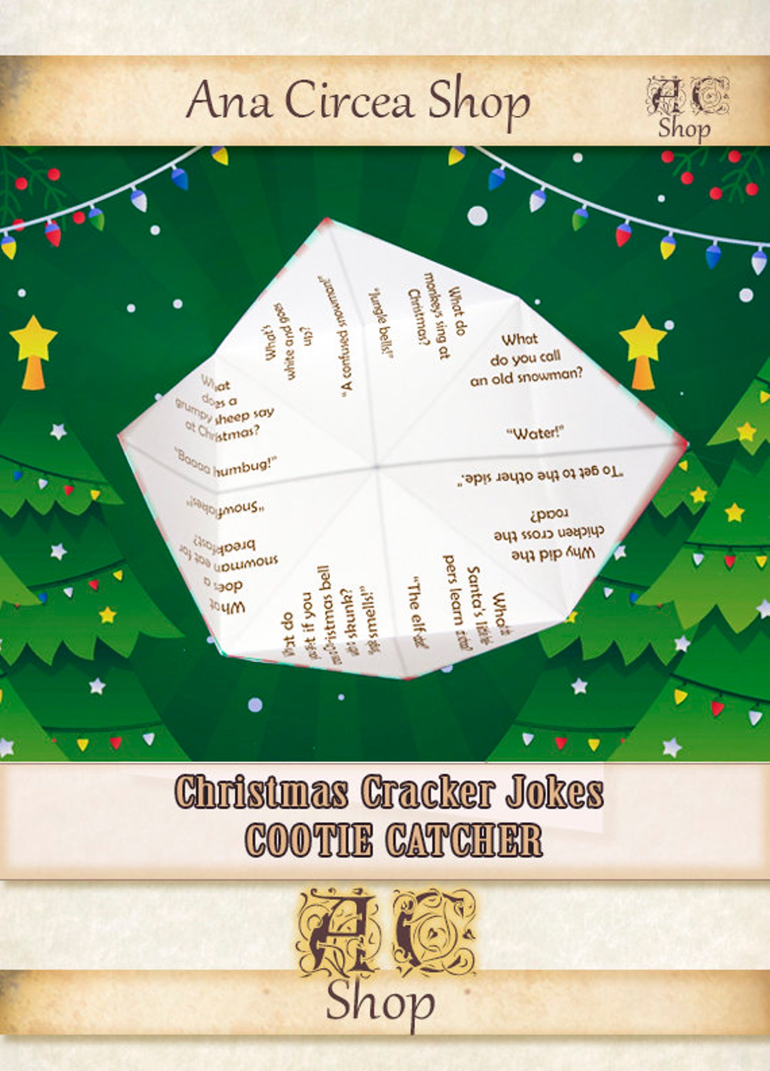 Printable Origami Fortune Teller,"christmas Cracker Jokes" , Funny ...