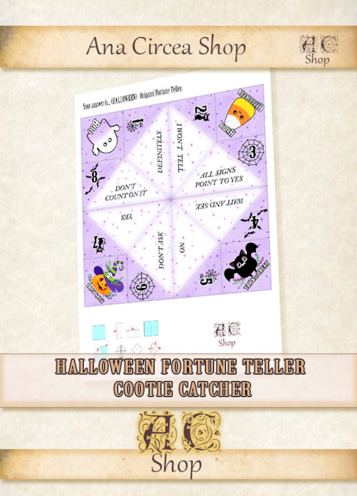 Printable Origami Fortune Teller,fortune Teller Halloween , Funny ...