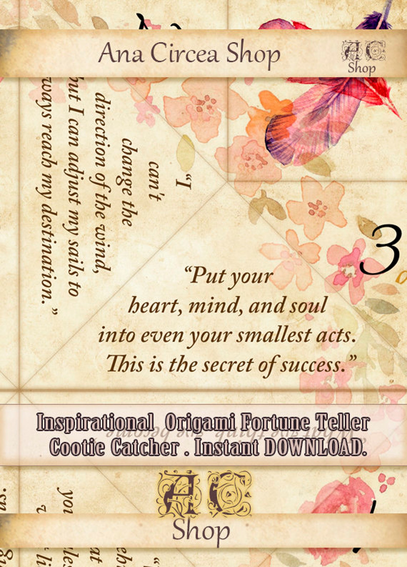 Inspirational Quotes Origami Fortune Teller, DIY Paper Craft (digital ...