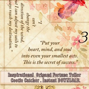 DIY Inspirational Quotes Origami Fortune Teller, Cootie Catcher, Easy ...