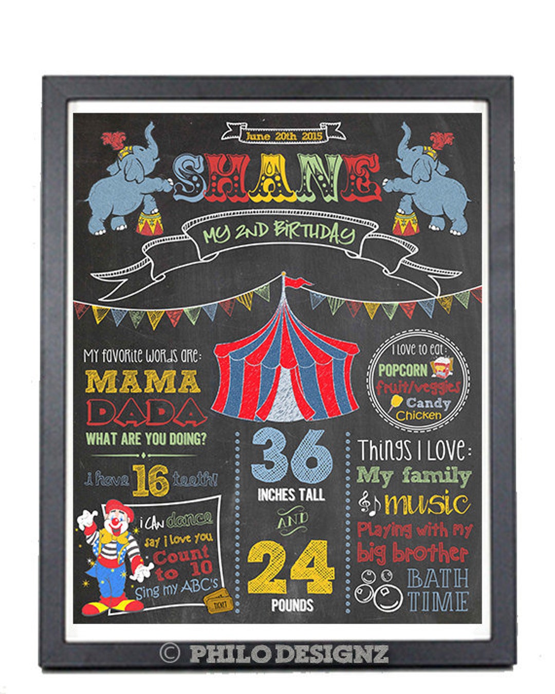 Circus Birthday Chalkboard, Carnival Birthday Chalkboard, Festival ...