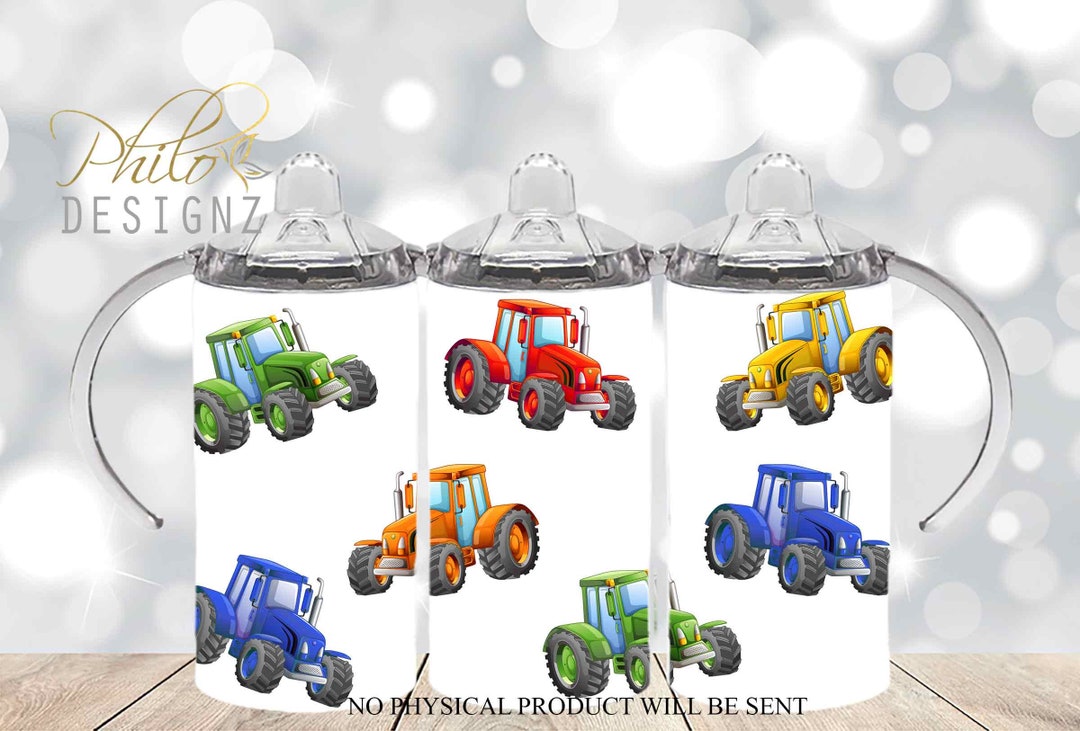 Kids Tractor Sippy Cup Design, 12oz Sippy Cup Sublimation Design ...