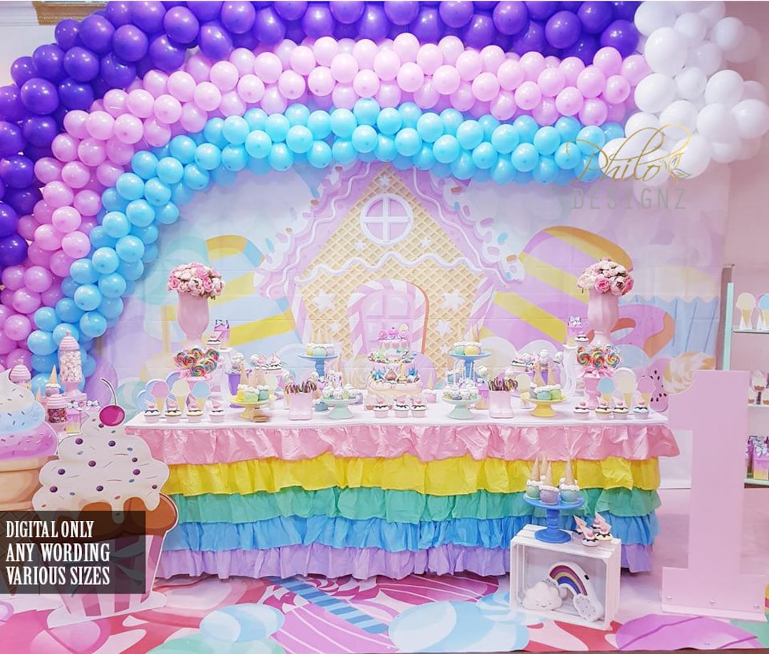 Candyland Backdrop, Candyland Party Backdrop, Sweets and Candy Party ...