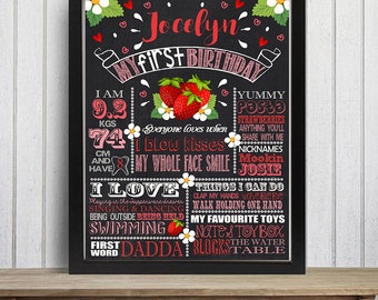 Strawberry Chalkboard - Etsy