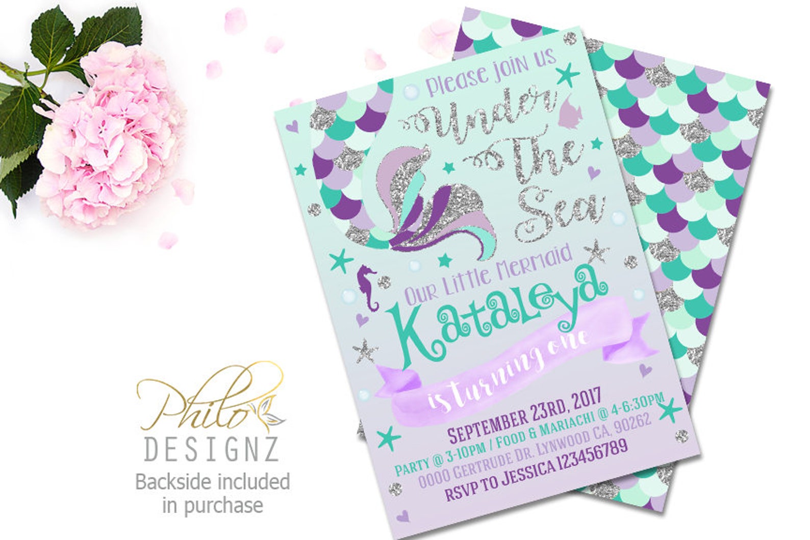 Mermaid Birthday Invitation Mermaid Invitation Under The Sea | Etsy