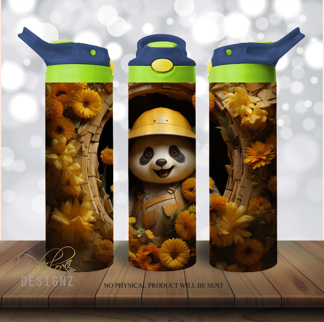 3D Baby Panda Cracked Wall Tumbler 20 Oz Skinny Tumbler Sublimation ...