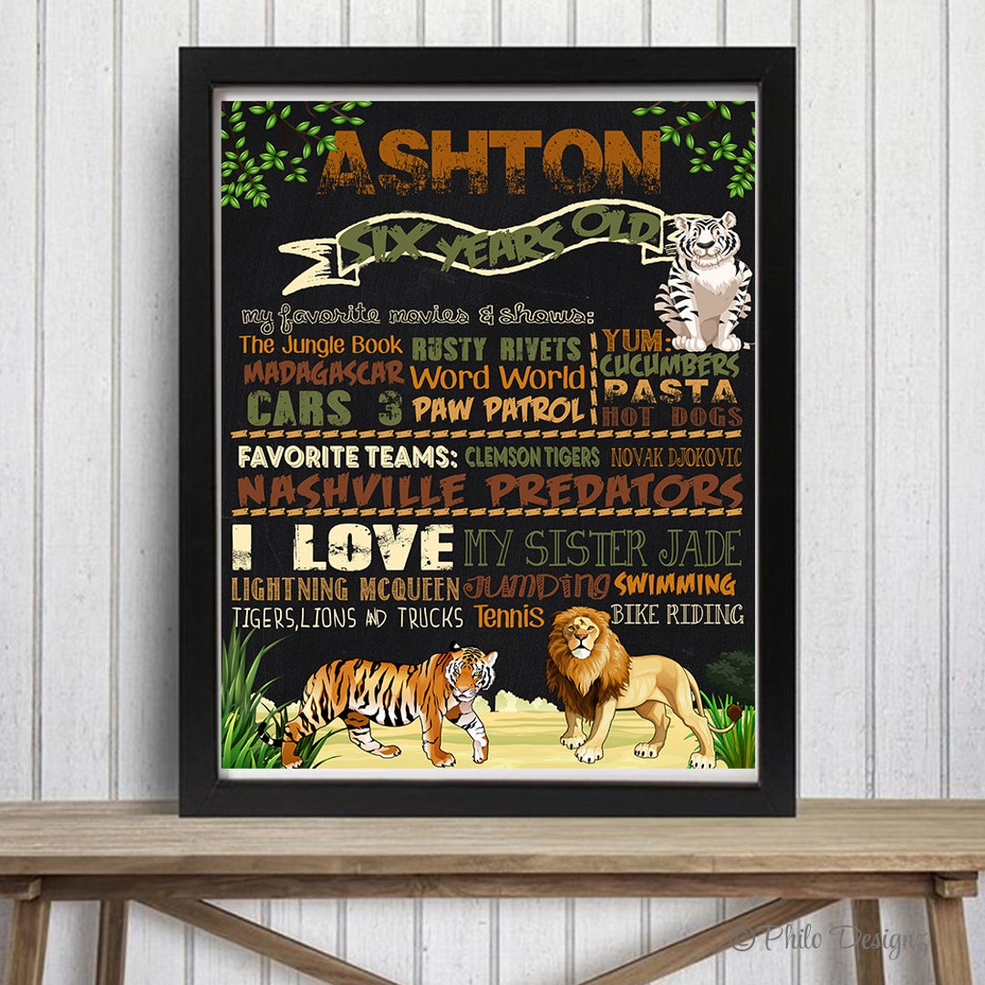 Safari Jungle Birthday Poster, Safari Chalkboard, Zoo Chalkboard, Party ...