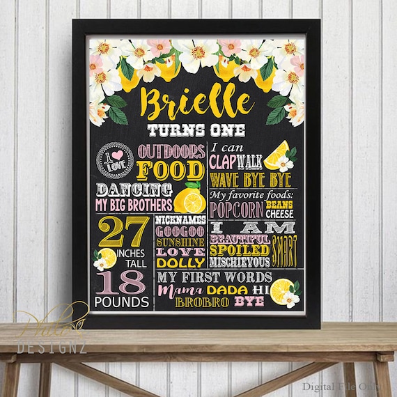 Lemonade First Birthday Board Lemon Birthday Board Lemonade | Etsy