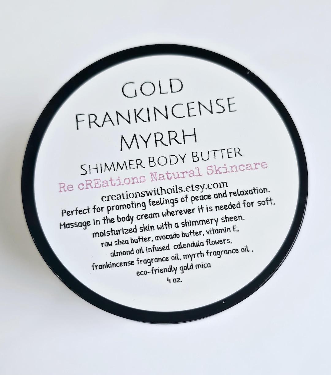 Frankincense Myrrh Gold Shimmer Body Butter | Handmade Moisturizing ...