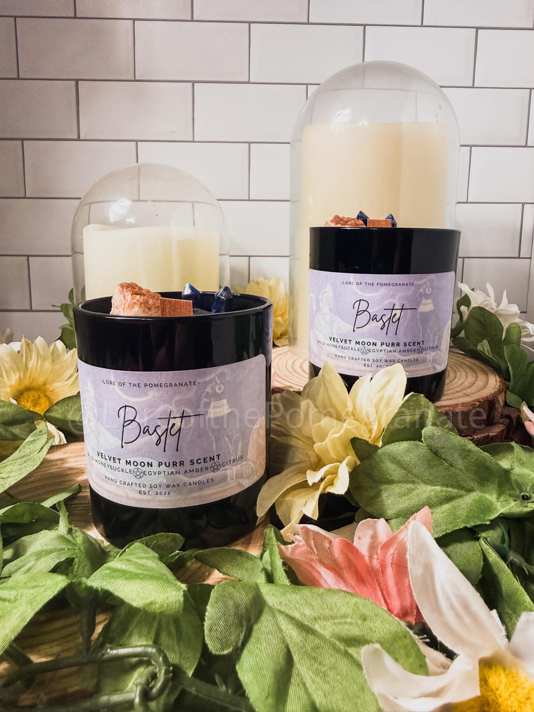Bastet | Sweet Floral Scent | 10oz Matte Black Candle | Crystal Candles ...