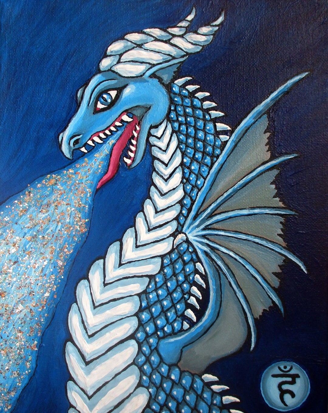 Blue Dragon Original Painting - Etsy