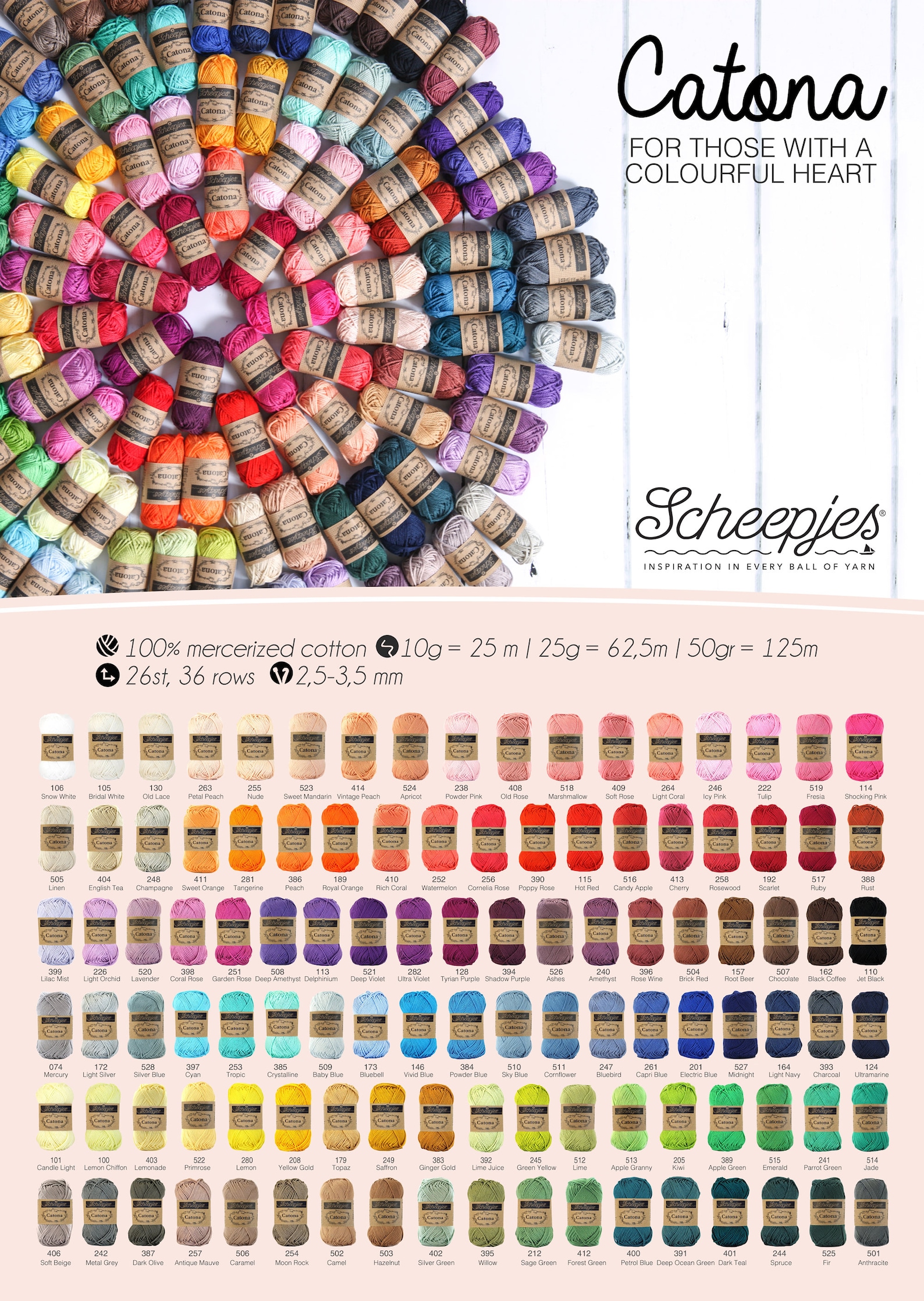 Scheepjes Catona Colour Pack - Scheepjes Catona Set - Mercerized Cotton ...