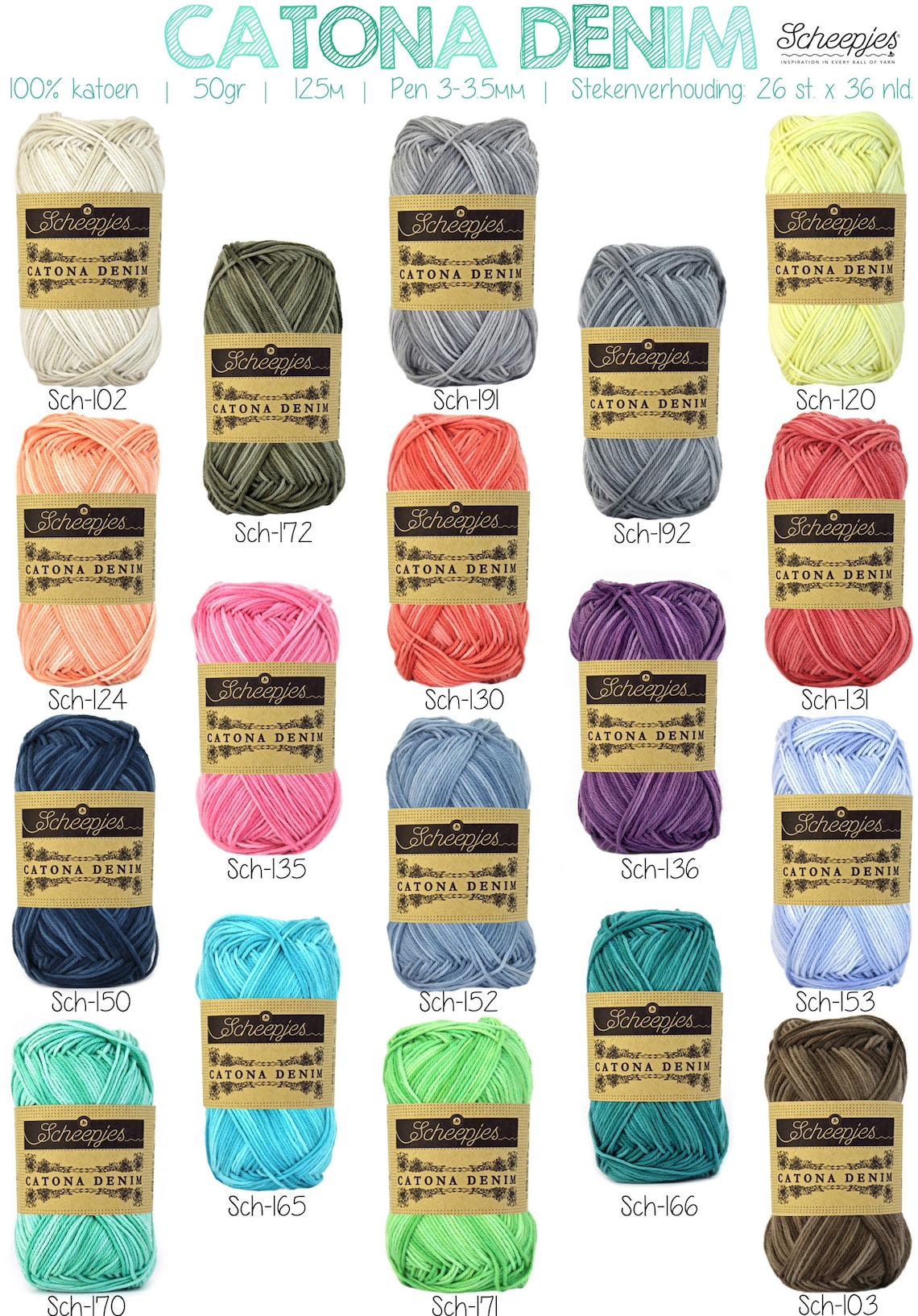 Scheepjes Catona Denim - Cotton Yarn - Amigurumi Yarn - Ready to Ship ...