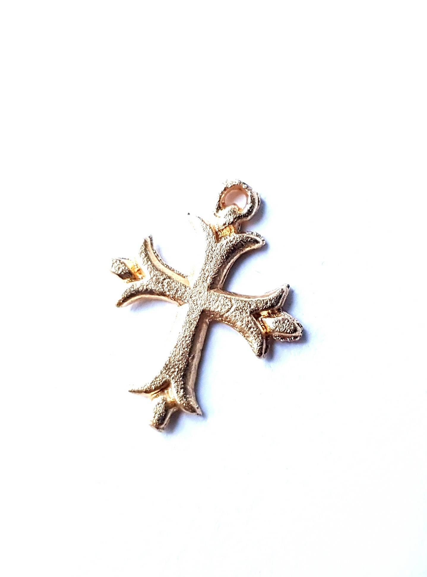 Cross Charm, Gold Cross Pendant, 24k Gold Plated, Jewellery Charm 1pc ...