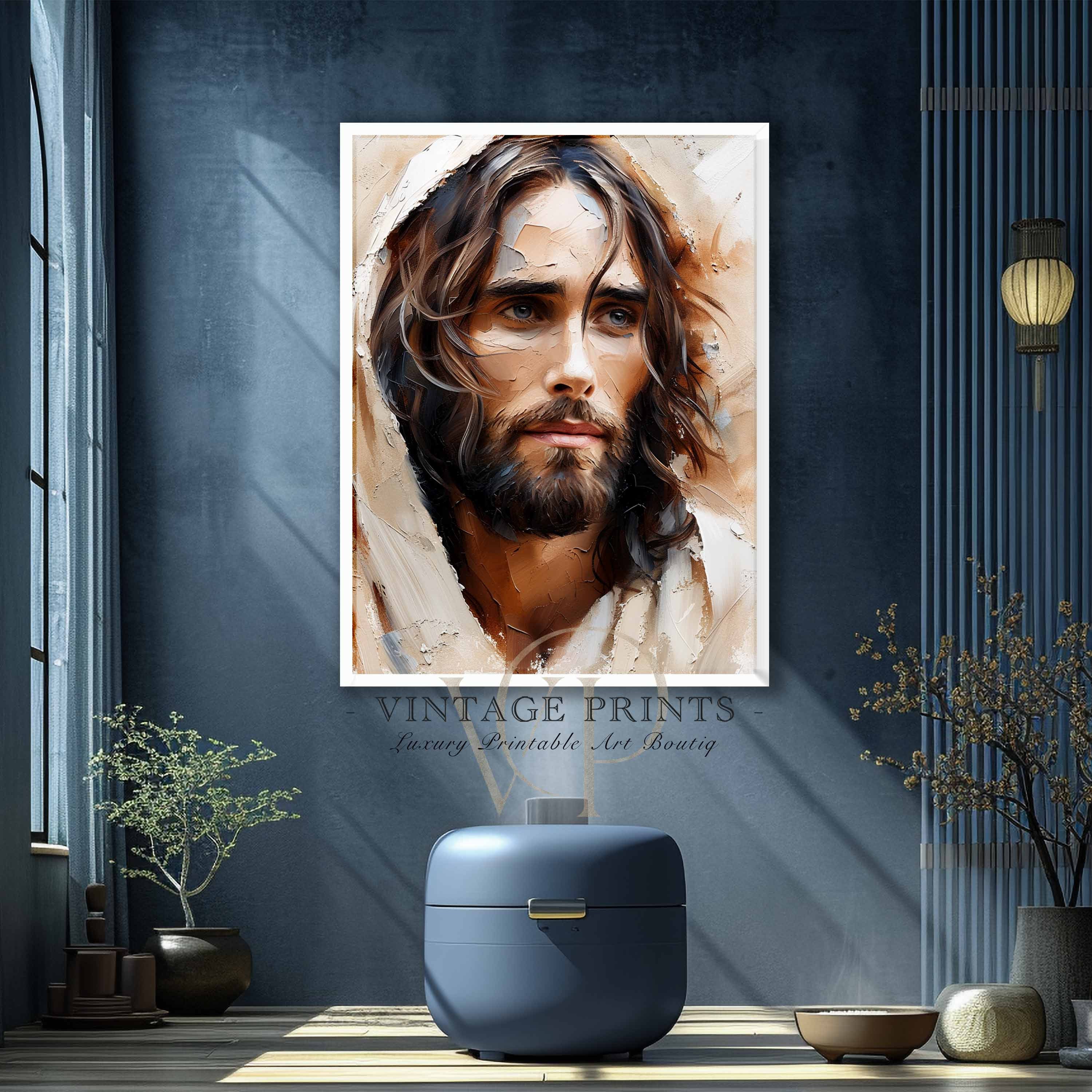 Gaze of Compassion | Jesus Christ Portrait | Serene Christian Art Print ...