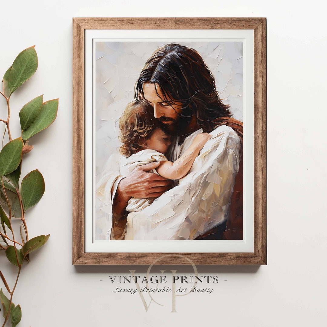 Embrace of Grace | Jesus and Child | Heartwarming Christian Art Print ...