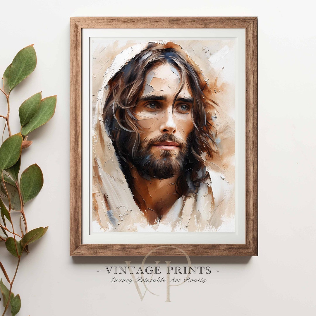 Gaze of Compassion | Jesus Christ Portrait | Serene Christian Art Print ...