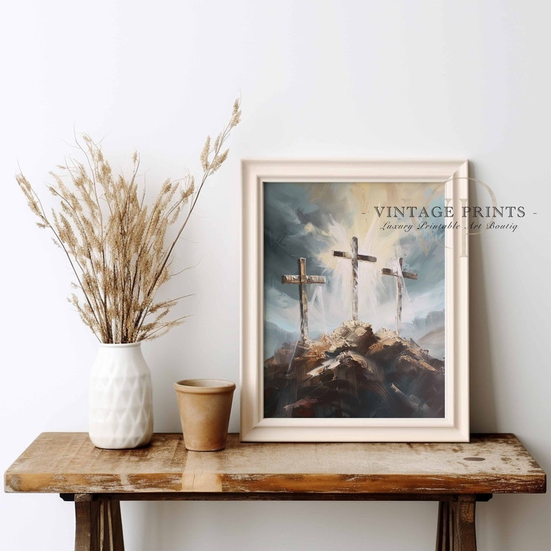 Calvary's Hill | Three Crosses Painting | Easter Art Print | Christian ...