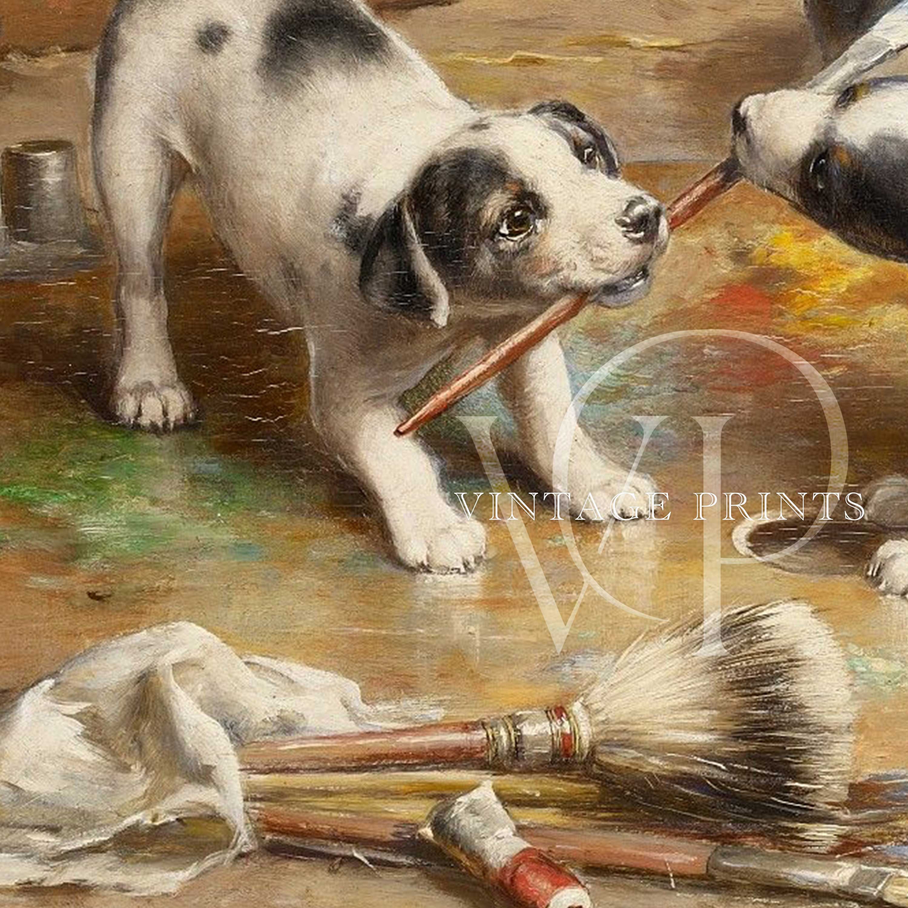 Pet Oil Painting | Puppy Dogs Portrait | Antique Dogs | Vintage Dogs ...