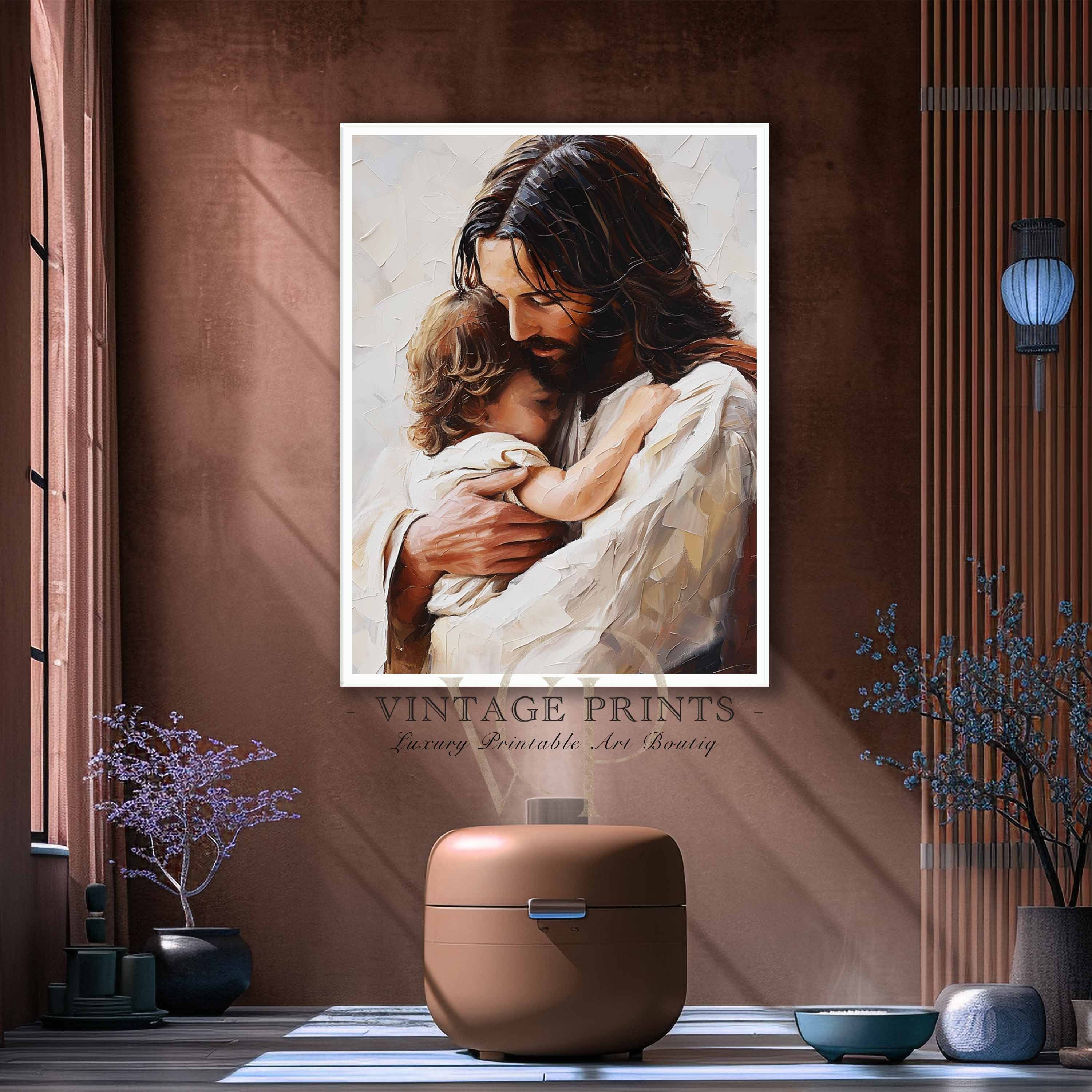 Embrace of Grace | Jesus and Child | Heartwarming Christian Art Print ...