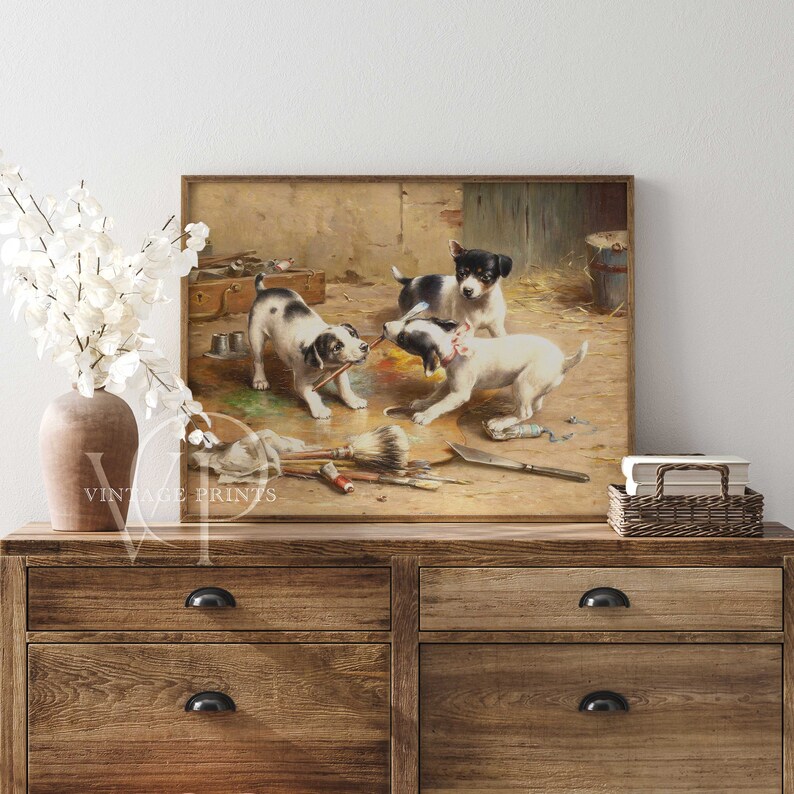 Pet Oil Painting | Puppy Dogs Portrait | Antique Dogs | Vintage Dogs ...