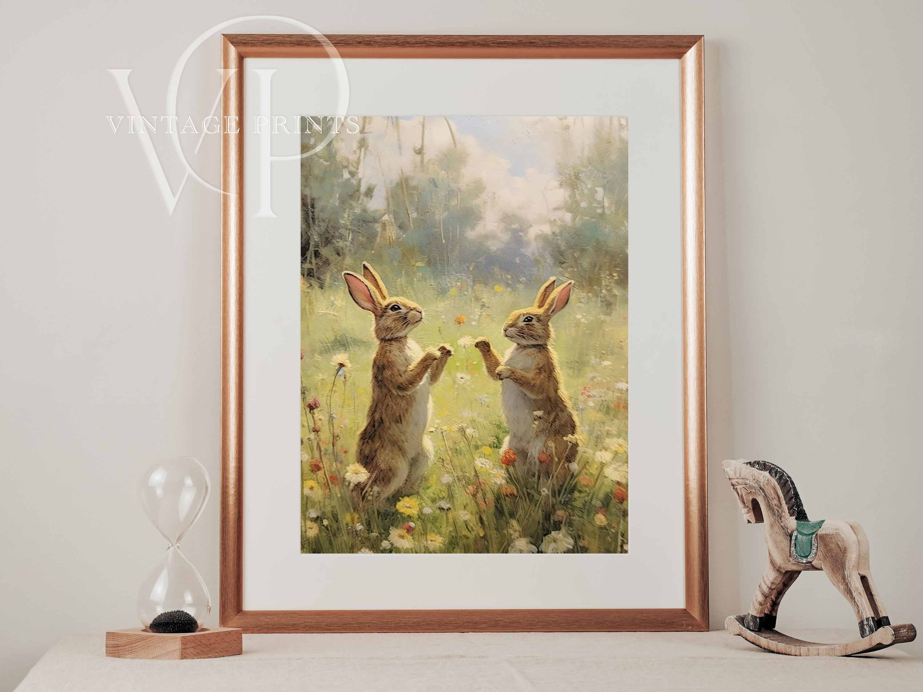 Whimsical Rabbit Art | Vintage Inspired Bunny Print | Rustic Nature ...