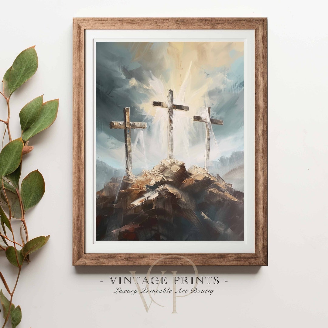 Calvary's Hill | Three Crosses Painting | Easter Art Print | Christian ...