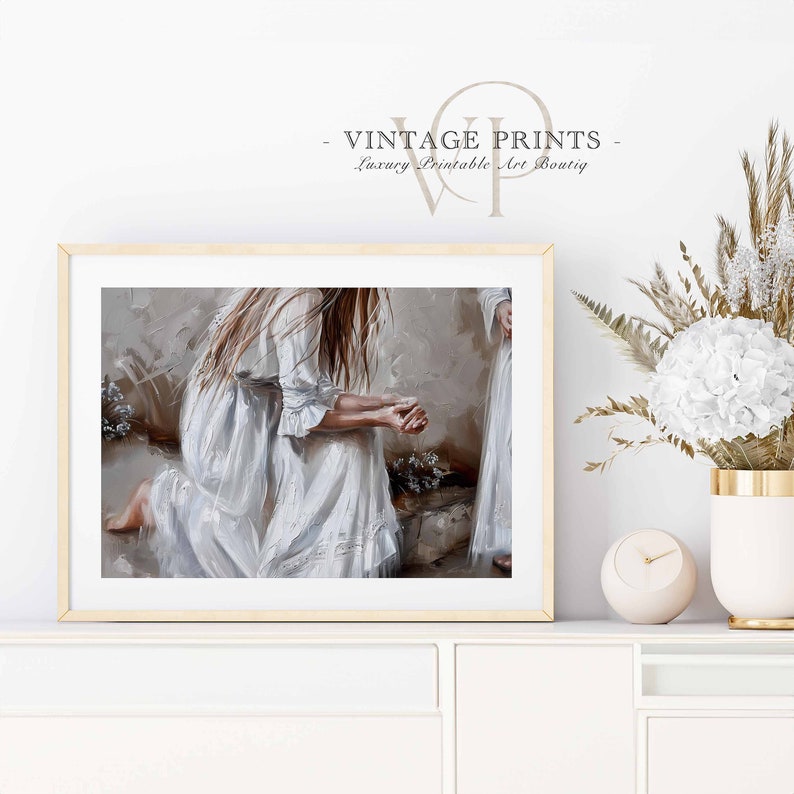 Divine Encounter: Woman in Prayer With Christ Hand-painted Spiritual ...