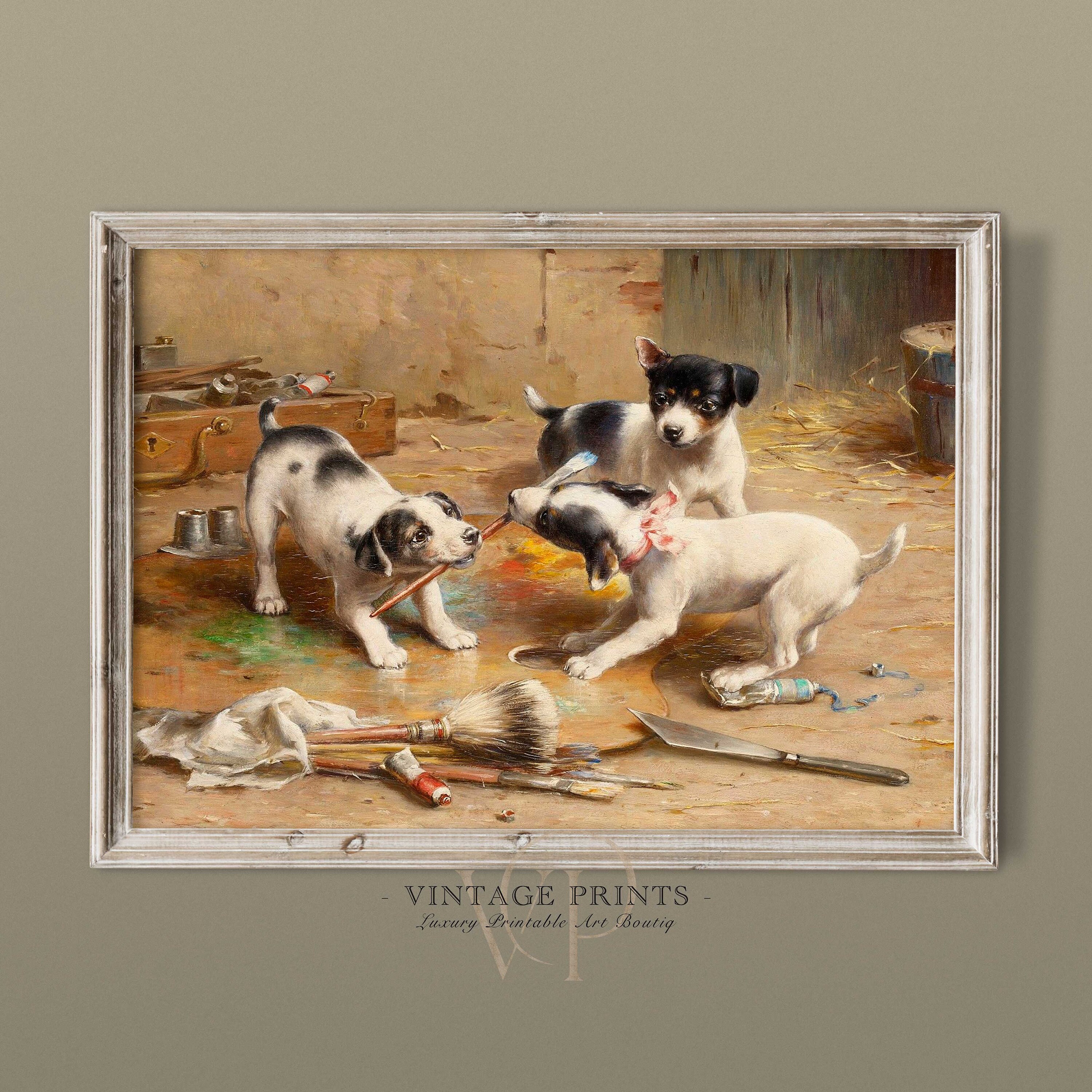 Pet Oil Painting | Puppy Dogs Portrait | Antique Dogs | Vintage Dogs ...