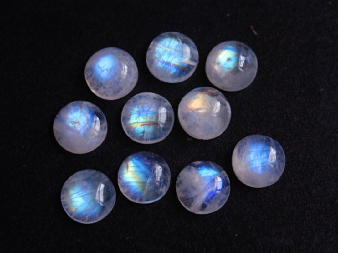 3 Mm to 20 Mm Natural Rainbow Moonstone Round Shape Smooth Cabochon Lot ...