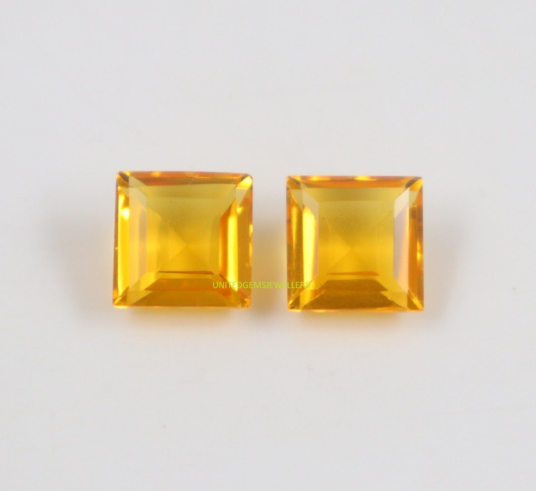 Citrine Gemstone Square Cut Normal Cut Gemstone 10X10 Mm Square Cut ...
