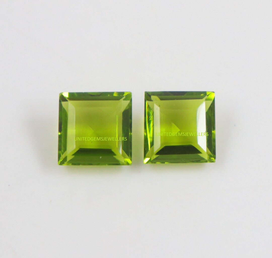 Square Cut Peridot Quartz Gemstone: 10x10 Mm Loose Stone - Etsy